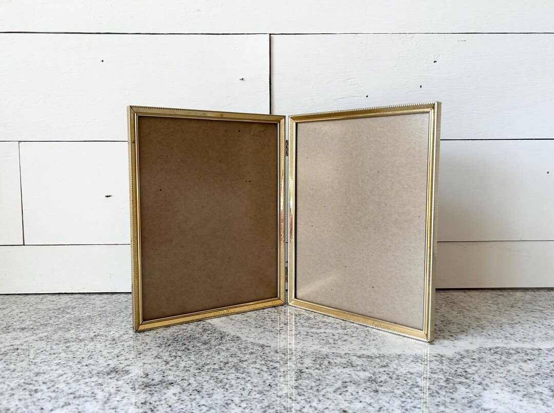Vintage 8 X 10 Bifold Double Hinged Gold Metal Picture Frames, Mid ...