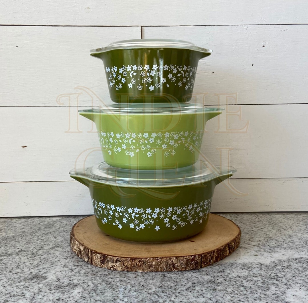 Vintage Spring Blossom Pyrex Round Casserole Set 6 Pieces 473 475 Bake ...