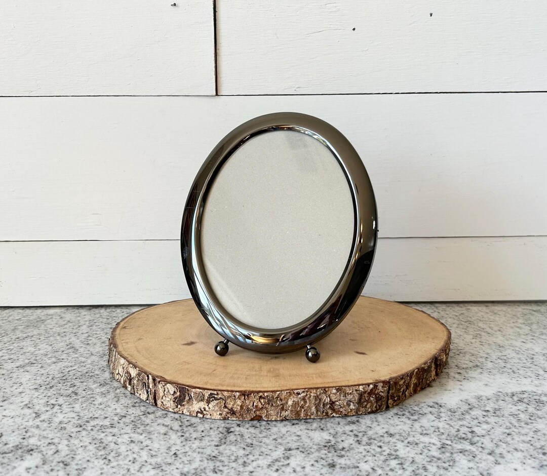 Vintage 5x7 Oval Footed Picture Frame, Chrome Art Deco Photo Display ...