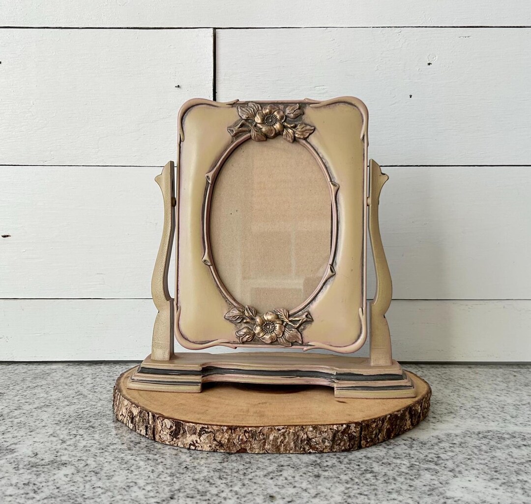Vintage 5x7 Swivel Picture Frame, Shabby Style Floral Photo Frame, Hand ...