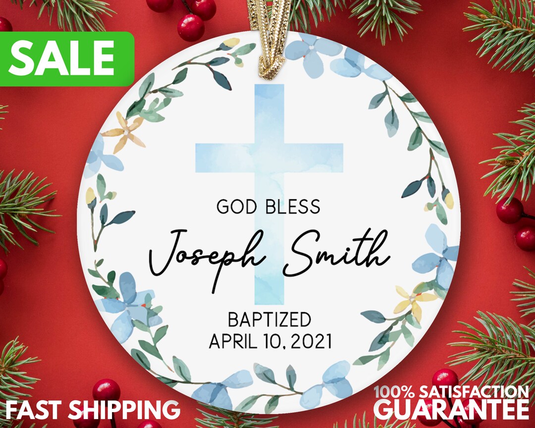 Personalized God Bless Christening Ornament - Custom Baptism Ornament ...