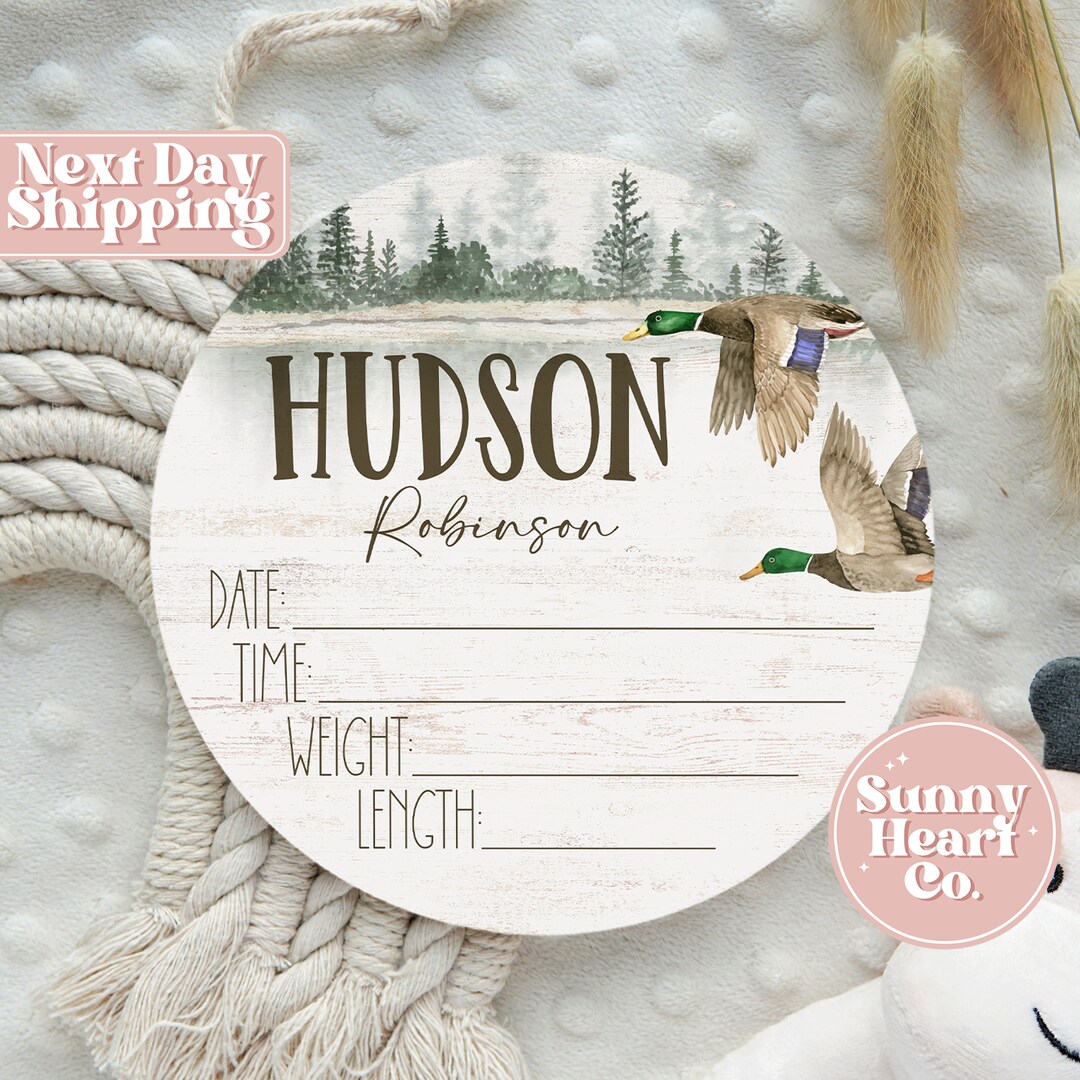 Mallard Ducks Baby Birth Announcement Stat Sign Newborn Mallard Ducks ...