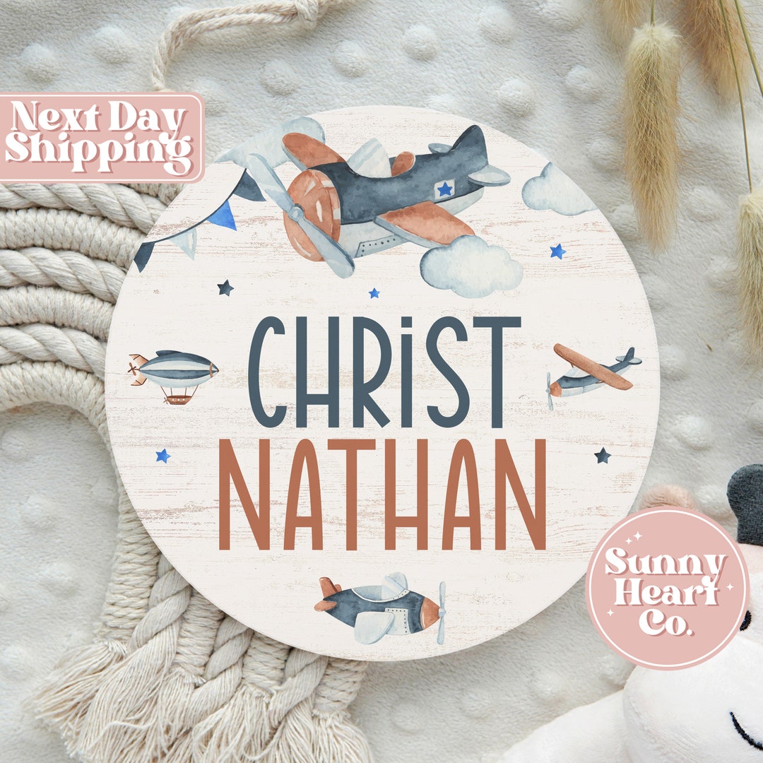 Airplane Baby Boy Hospital Announcement Name Sign Newborn Aviation ...