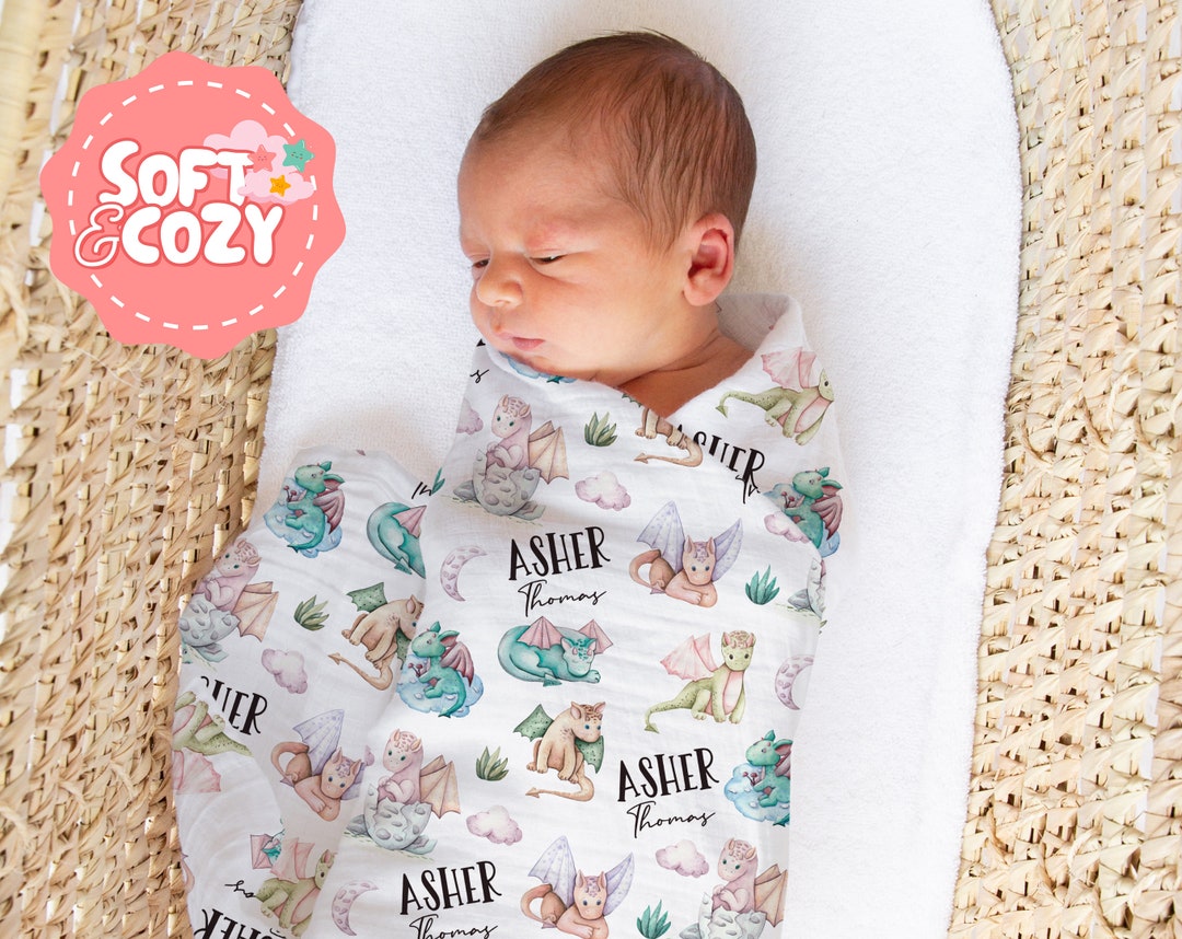 Dragon Baby Boy Swaddle Mythical Newborn Swaddle With Name Dragon ...