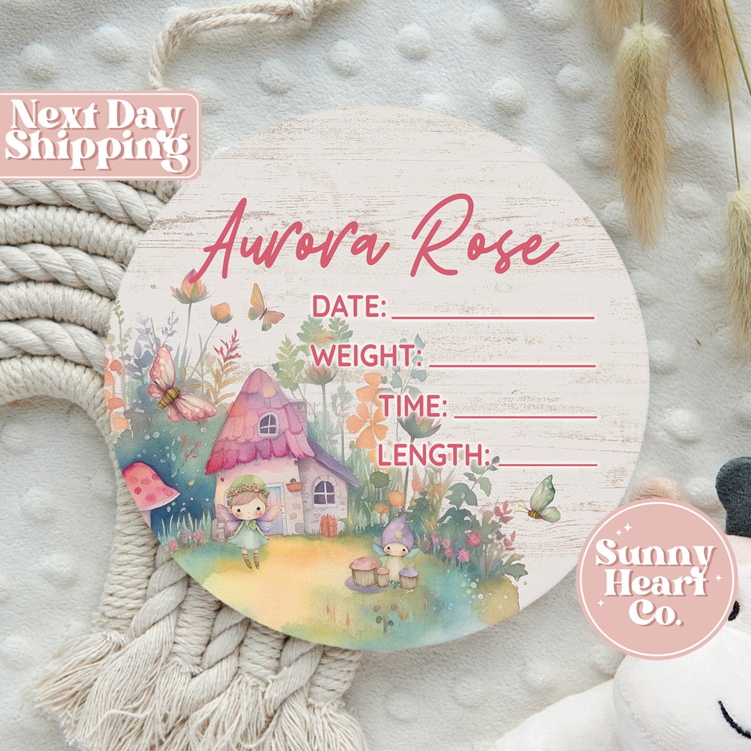 Personalized Fairies Round Wood Baby Birth Stat Sign Nursery Decor ...