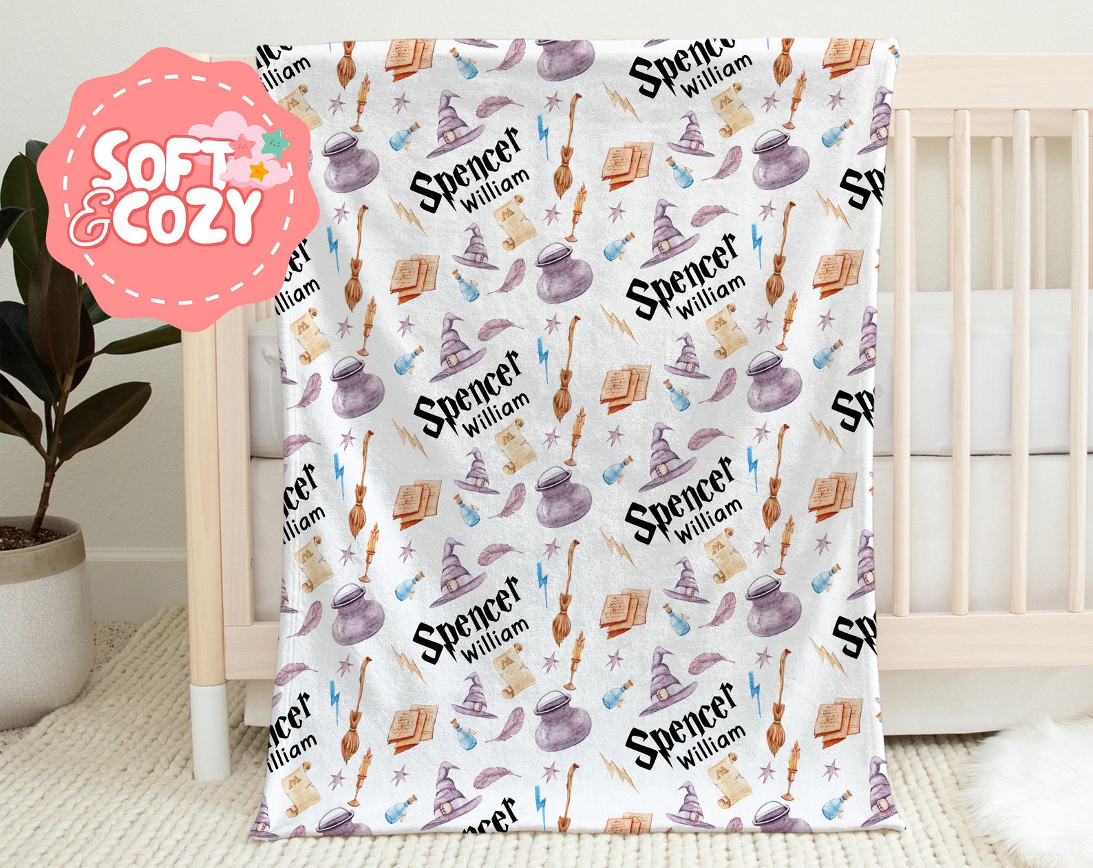 Wizard Baby Boy Blanket Wizard Magic Blanket With Name Wizard Nursery ...