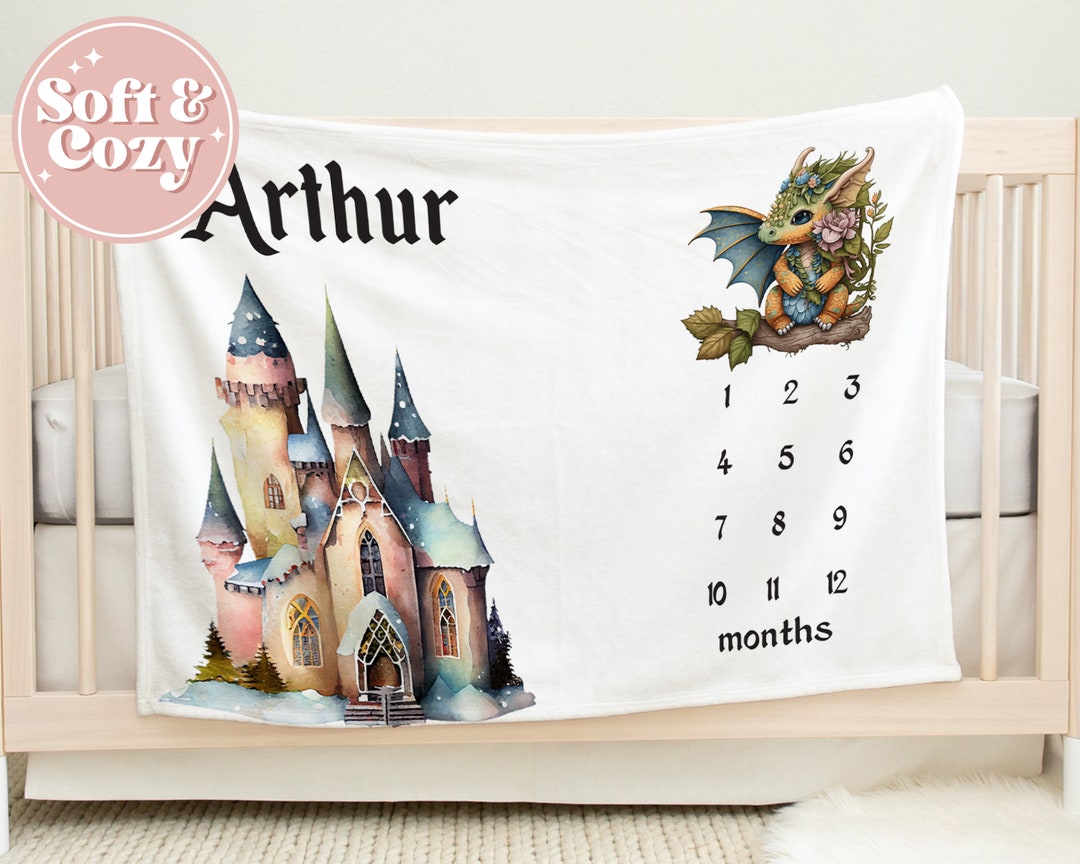 Castle Baby Boy Name Milestone Blanket Personalized Baby Month Blanket ...