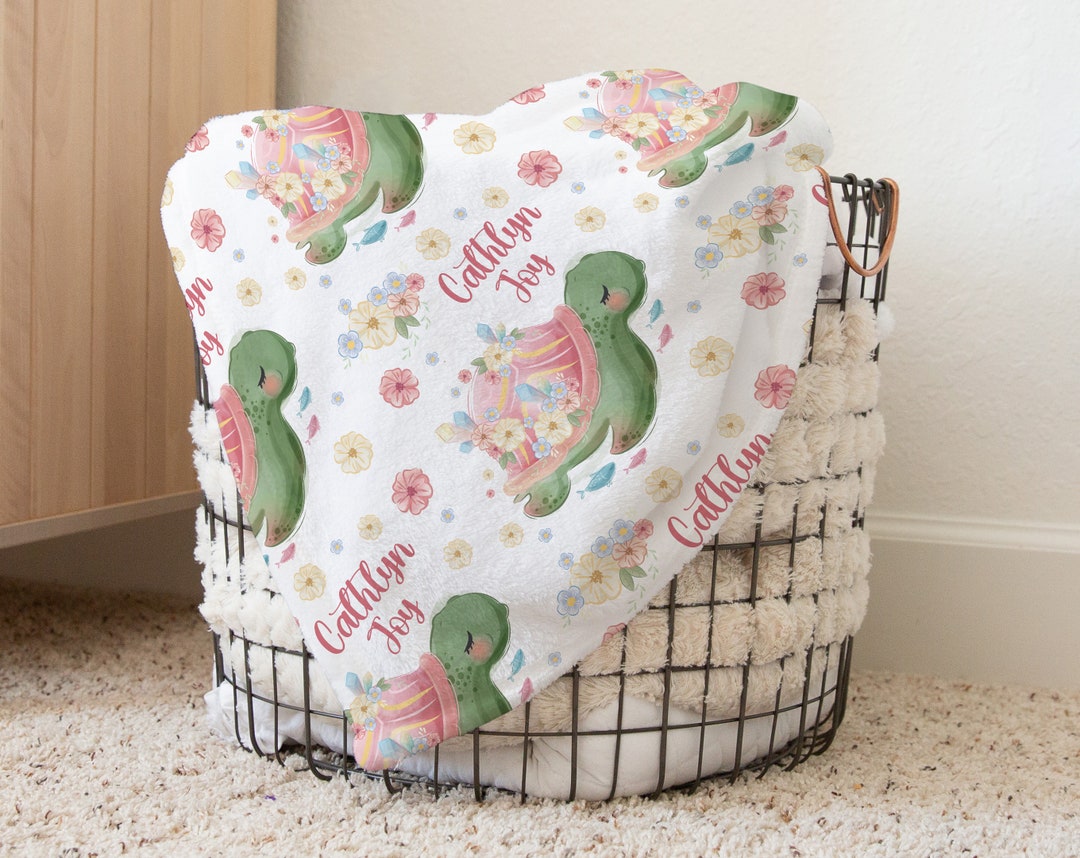 Turtles Boy, Girl Soft Name Blanket Sea Creatures Receiving Blanket ...