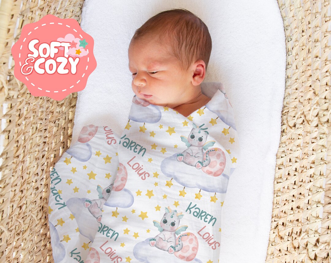 Dragon Baby Boy Swaddle Mythical Newborn Swaddle With Name Dragon ...