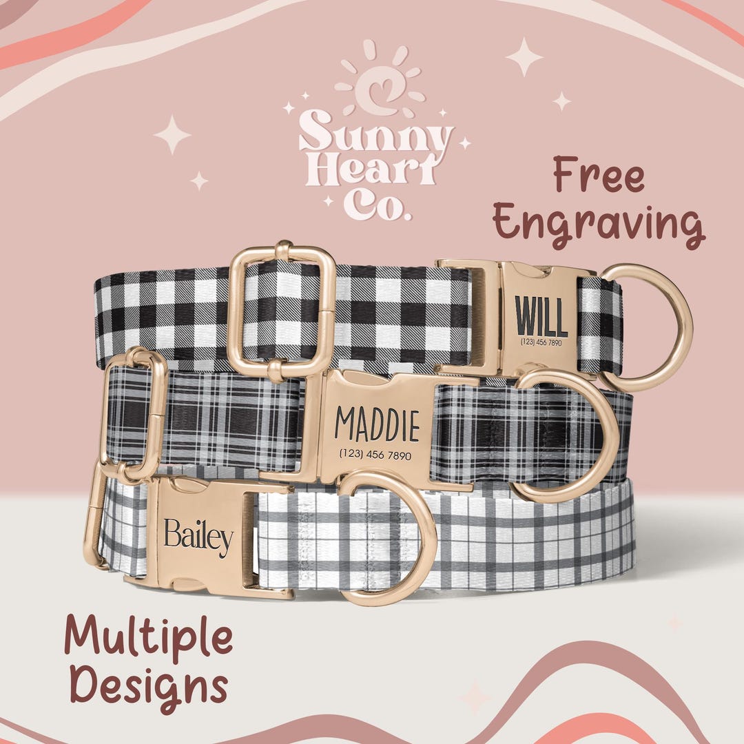 Personalized Dog Collar With Name Tag, Custom Pet Collar With Metal ...