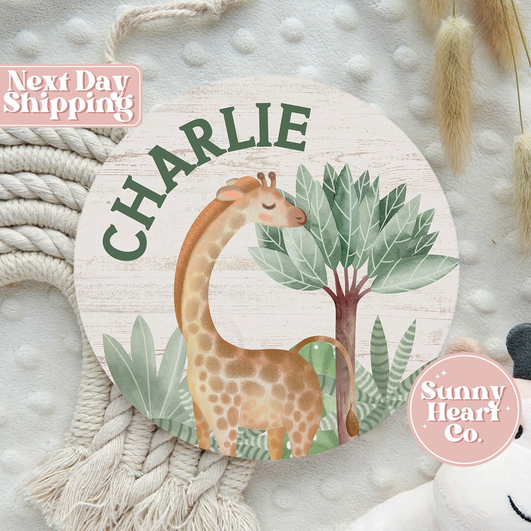 Personalized Giraffe Name Wood Sign Nursery Room Wall Decor Gift ...