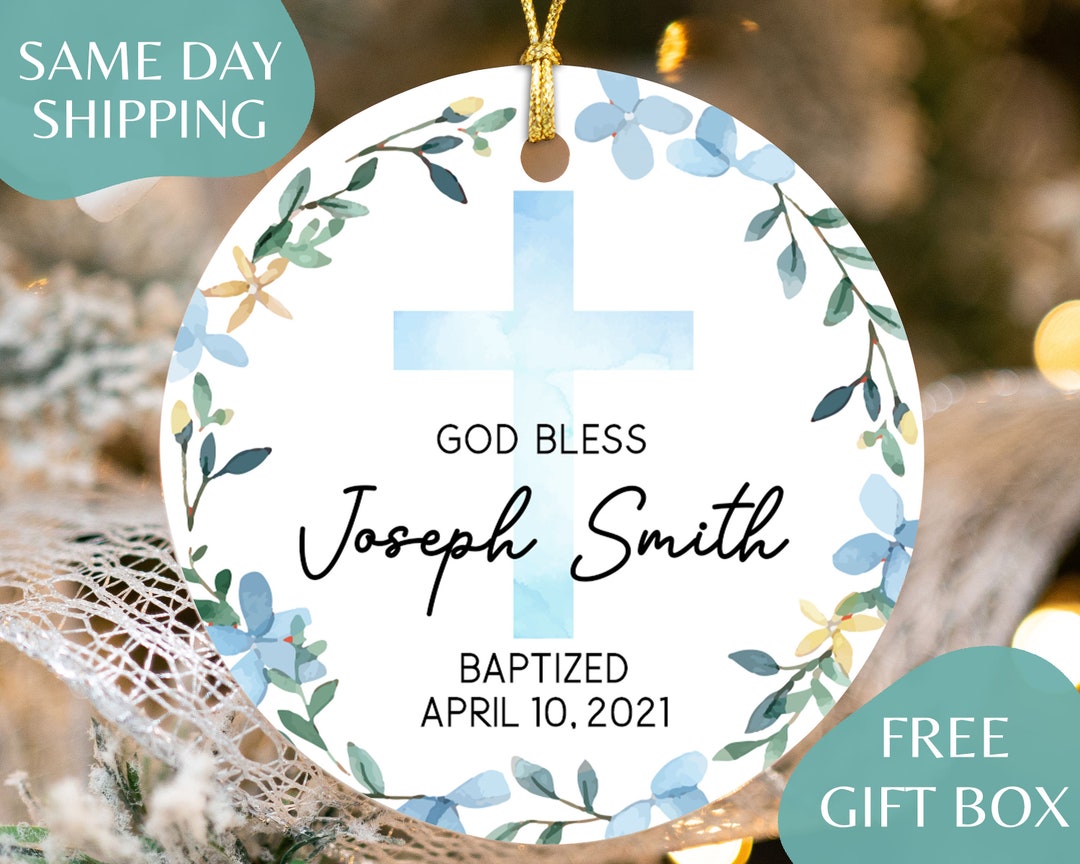 Personalized God Bless Christening Ornament Custom Baptism Ornament Boy ...