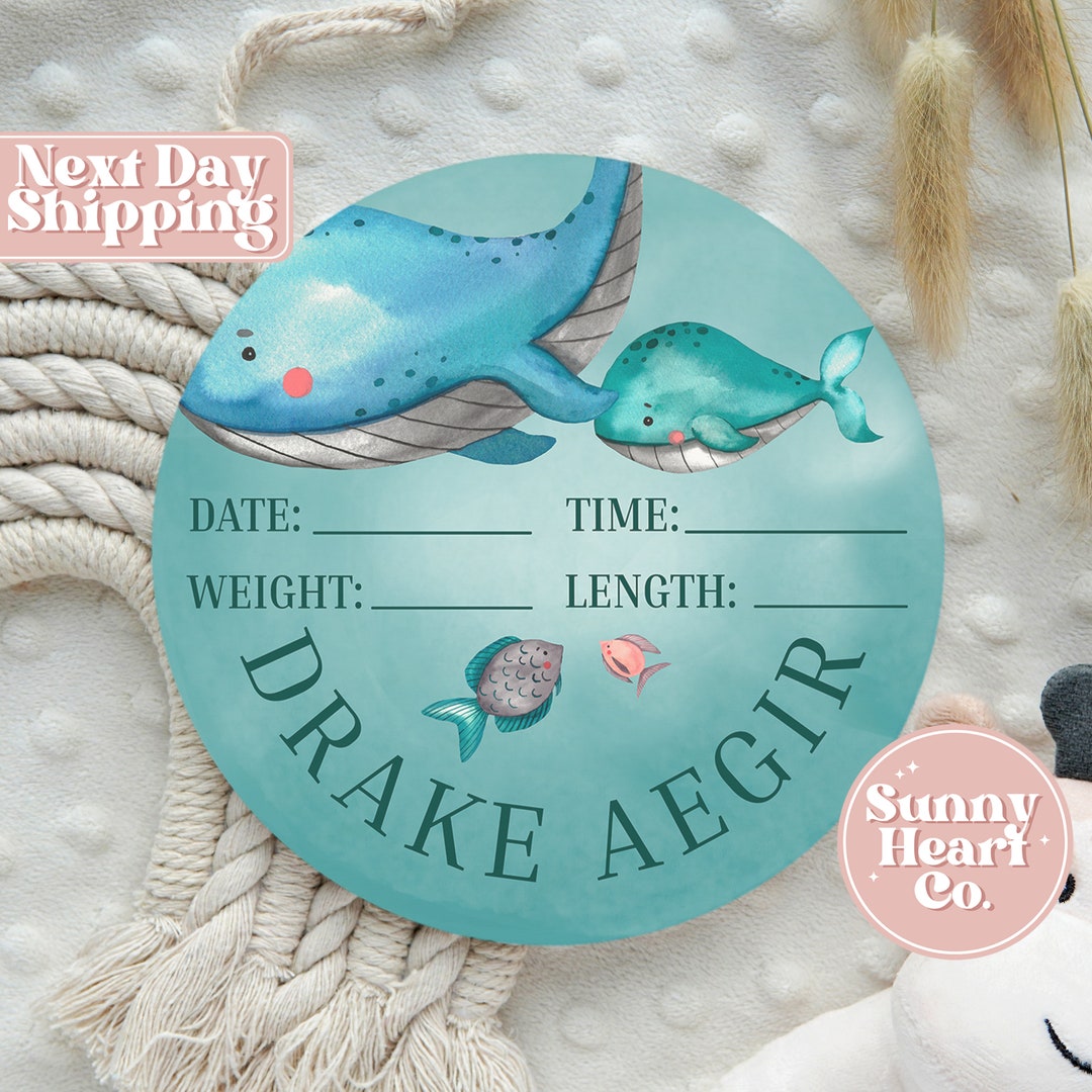 Personalized Sea Creatures Round Wood Baby Birth Stat Sign Nursery ...
