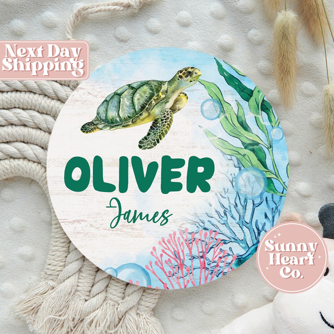 Sea Turtle Baby Hospital Announcement Name Sign Newborn Under the Sea ...