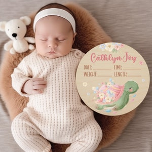 Personalized Sea Turtles Round Wood Baby Birth Stat Sign Nursery Decor ...