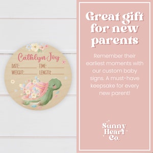 Personalized Sea Turtles Round Wood Baby Birth Stat Sign Nursery Decor ...