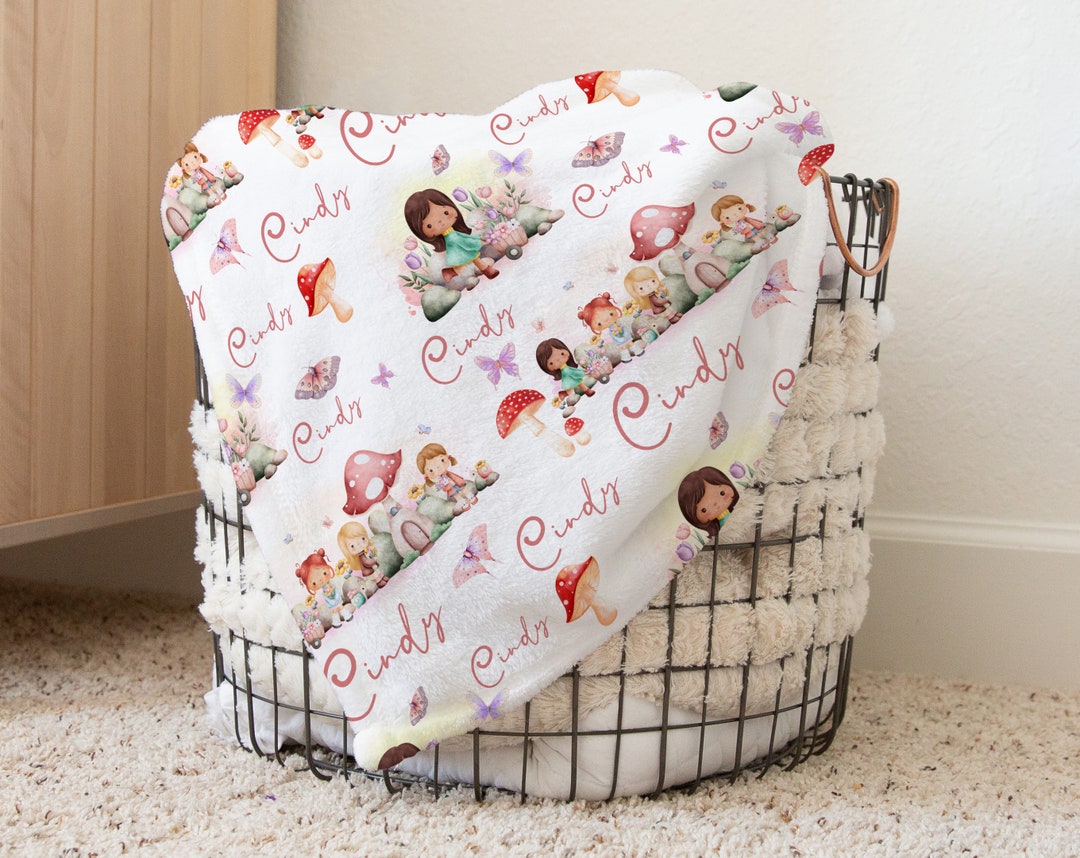 Mushrooms Boy, Girl Soft Name Blanket Mushroom Kids Name Blanket ...