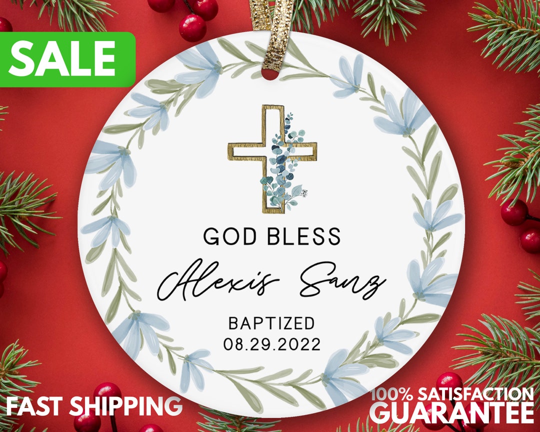 Personalized God Bless Christening Ornament - Custom Baptism Ornament ...