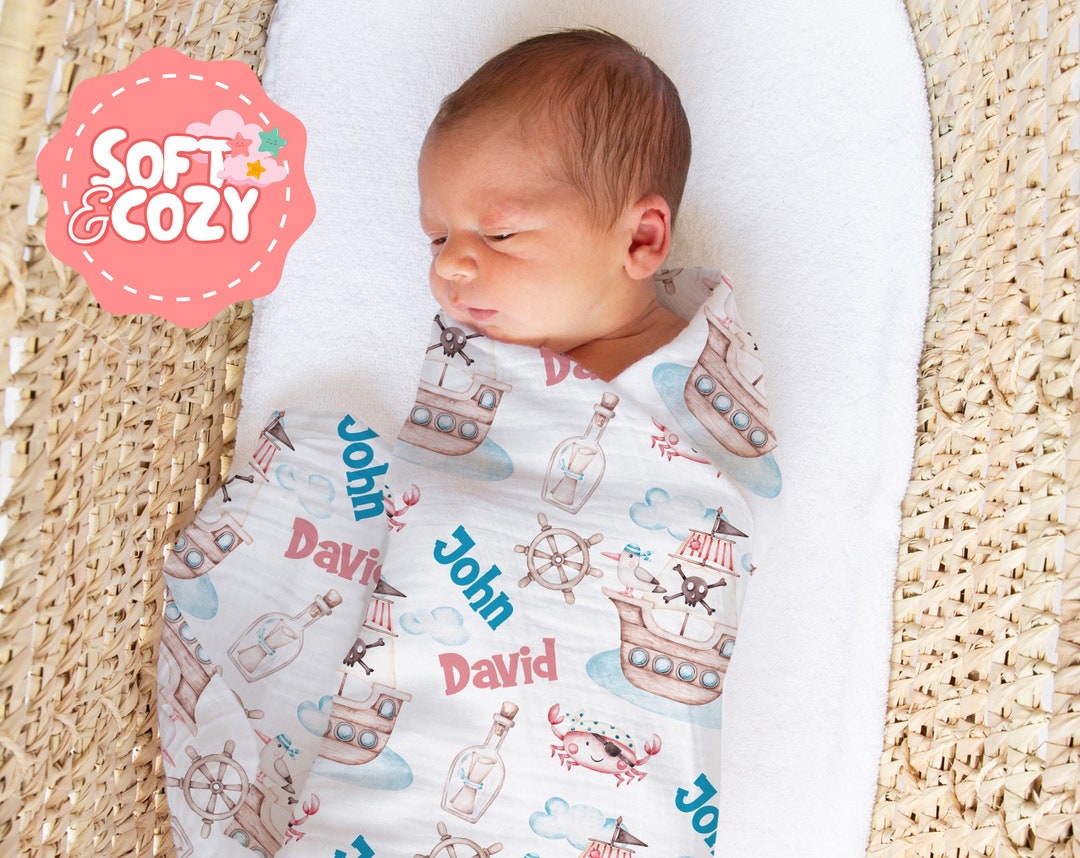 Pirate Baby Boy Swaddle Treasure Chest Newborn Swaddle With Name Pirate ...