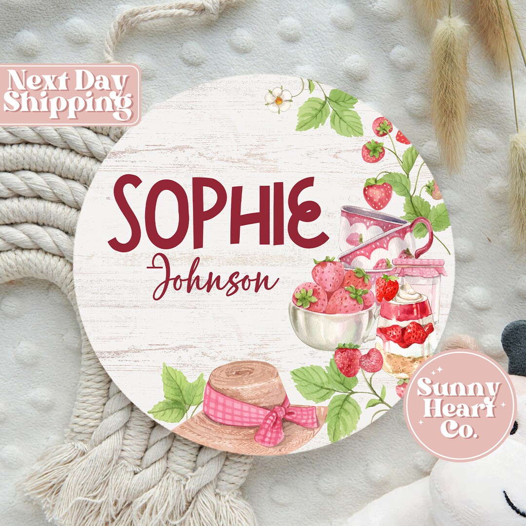 Strawberry Baby Girl Hospital Announcement Name Sign Newborn Fruit ...