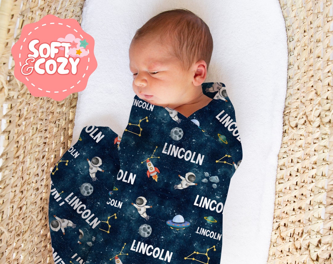 Galaxy Baby Boy Swaddle Outerspace Newborn, Baby Blanket With Name ...