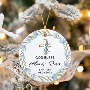 Personalized God Bless Christening Ornament - Custom Baptism Ornament ...
