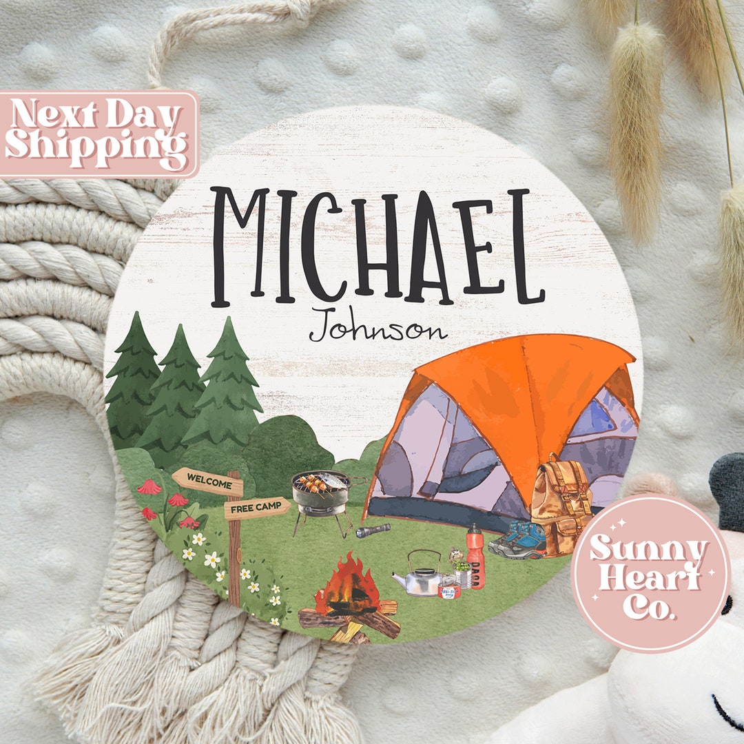Camping Baby Newborn Baby Name Sign Adventure Nursery Name - Etsy