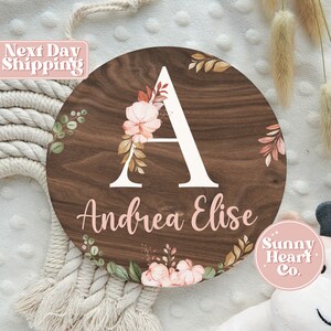 Personalized Initials Baby Name Name Round Wood Sign Alphabet Theme ...