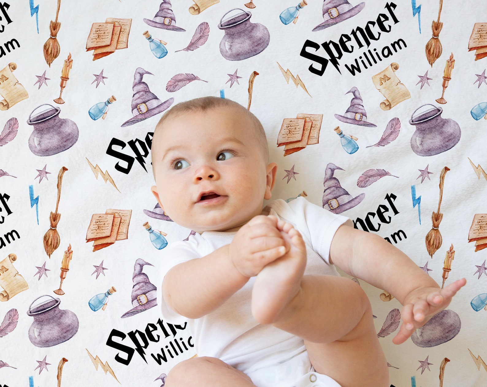 Wizard Baby Boy Blanket Wizard Magic Blanket With Name Wizard Nursery ...