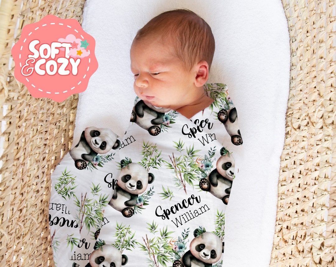 Panda Baby Boy, Girl Swaddle Safari Animal Baby Swaddle With Name Panda ...