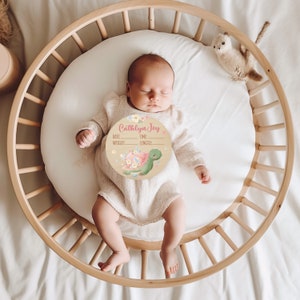 Personalized Sea Turtles Round Wood Baby Birth Stat Sign Nursery Decor ...