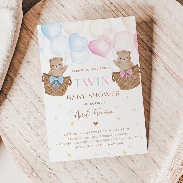 Baby Shower Invitation Twins - Etsy