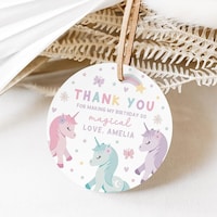 Kids Rainbow Unicorn Birthday Party Favor Tags - Digital Download ...