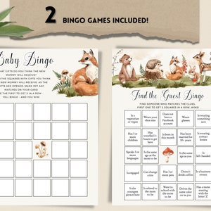 Woodland Baby Shower Bingo. Find the Guest Bingo Printable. Woodland ...