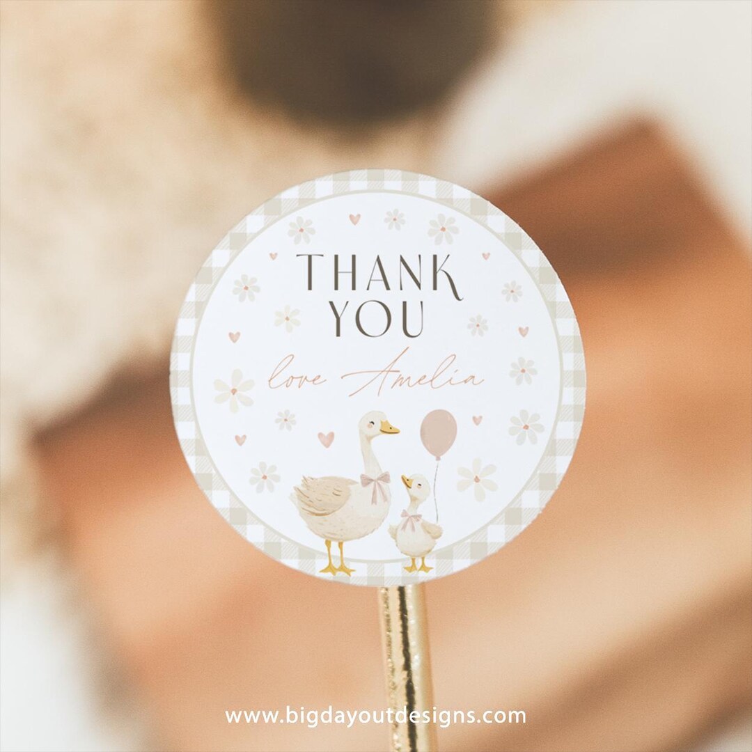 Silly Goose Thank You Sticker. Printable Little Goose Baby Shower Favor ...