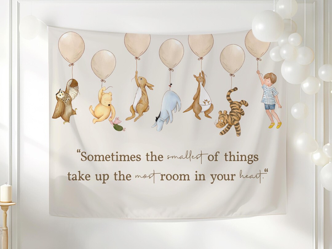 Editable Classic Winnie the Pooh Backdrop. Digital Girl Boy Party ...