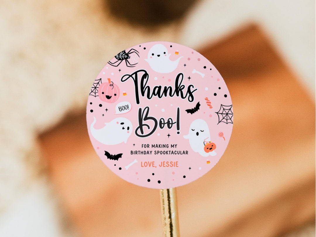 Editable Halloween Ghost Gift Tag. Girl Spooky Birthday Pink Halloween ...