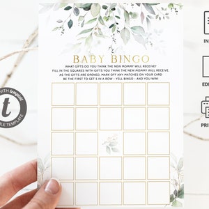 Eucalyptus Shower Baby Bingo. Baby Shower Bingo Printable. Find the ...