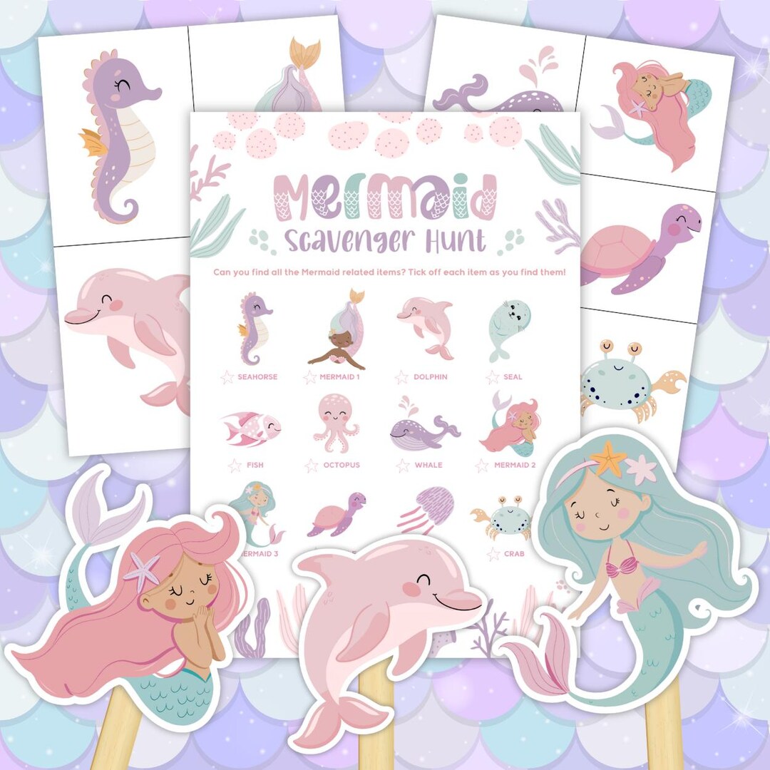 Mermaid Scavenger Hunt - Printable Treasure Hunt for Kids - Fun ...