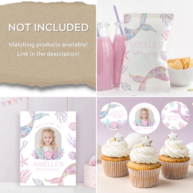 Mermaid Food Labels Printable Mermaid Tail Under the Sea Party Decor ...