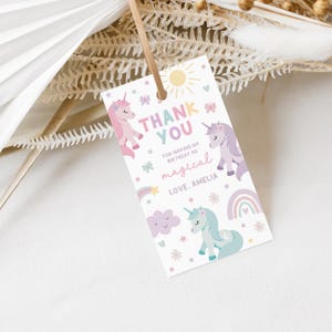 Unicorn Birthday Party Favor Tags. Printable Gift Label. Magical ...