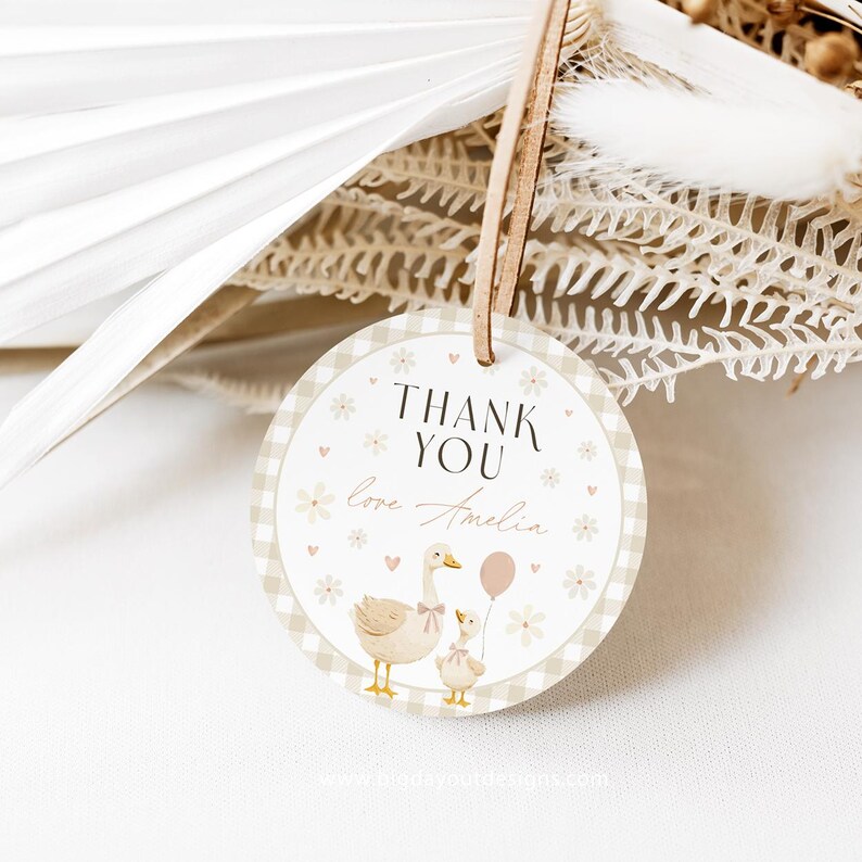 Silly Goose Thank You Sticker. Printable Little Goose Baby Shower Favor ...