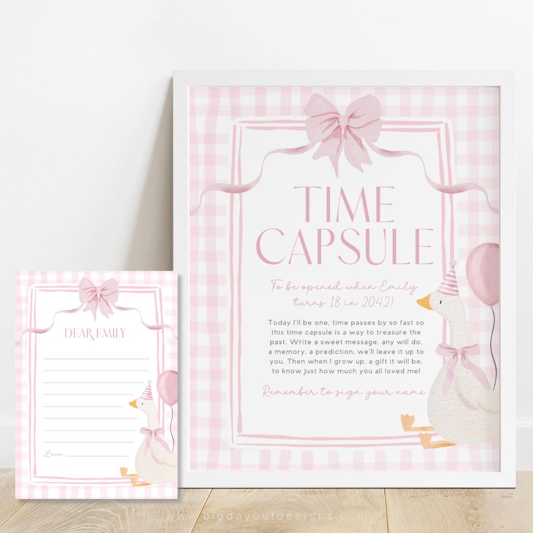 Silly Goose Time Capsule Sign Editable Girl 1st Birthday One Silly ...