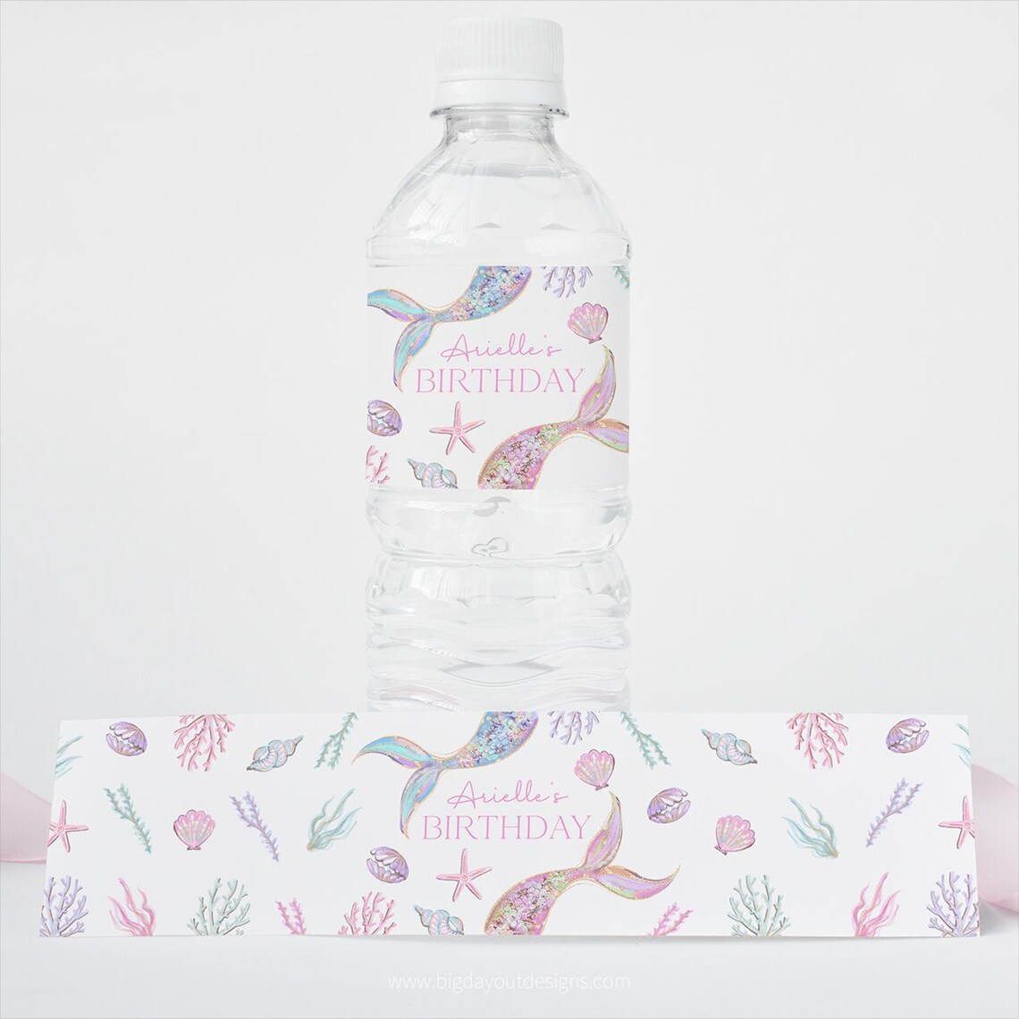 Mermaid Tail Water Bottle Labels. Editable Birthday Decor Digital ...