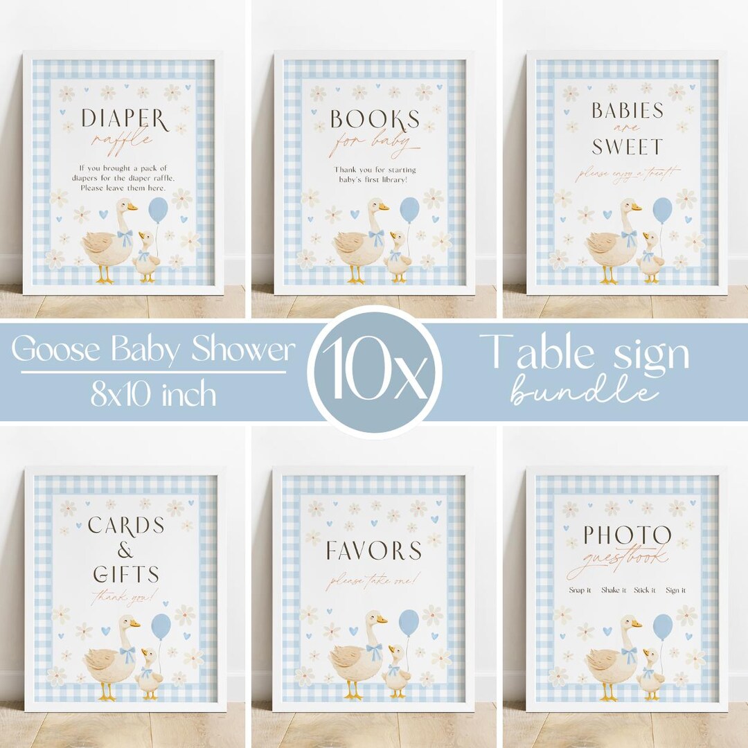 Mother Goose Baby Shower Decorations. Blue Gingham Silly Goose Sign ...