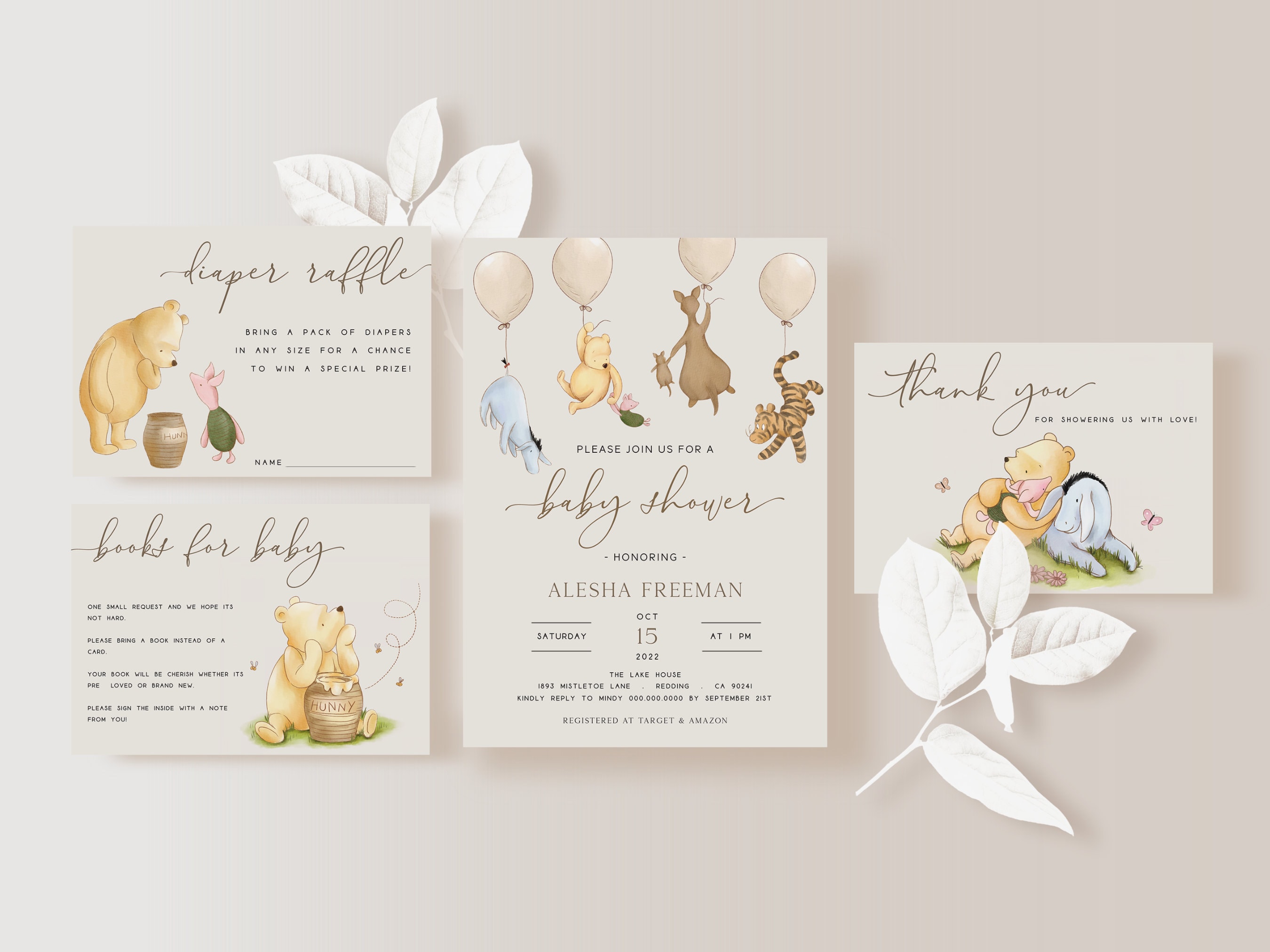 Winnie the Pooh Baby Shower Bundle. Edit Vintage Pooh Bear - Etsy UK
