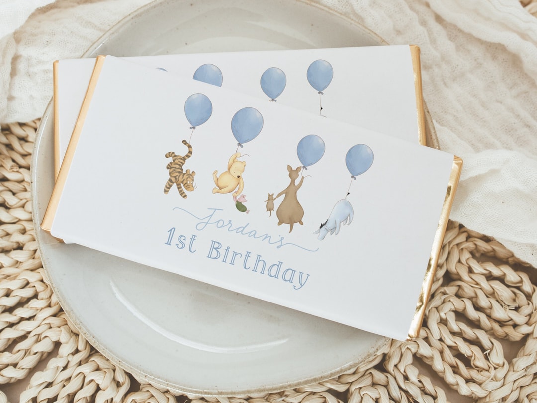 Winnie the Pooh Candy Bar Wrappers. Boy 1st Birthday Favors. Printable ...