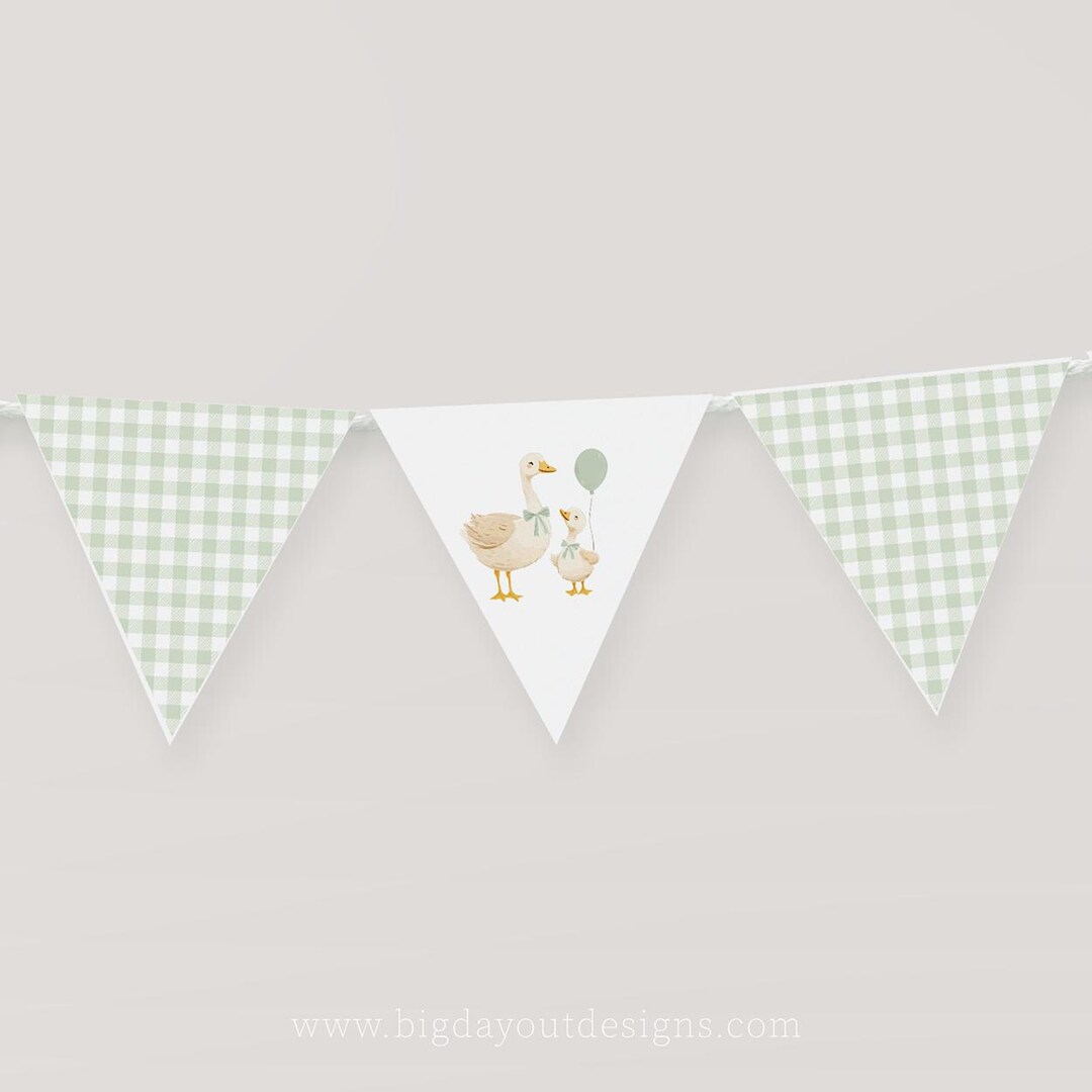 Goose Baby Shower Banner. Printable Goose Bunting Garland. One Silly ...
