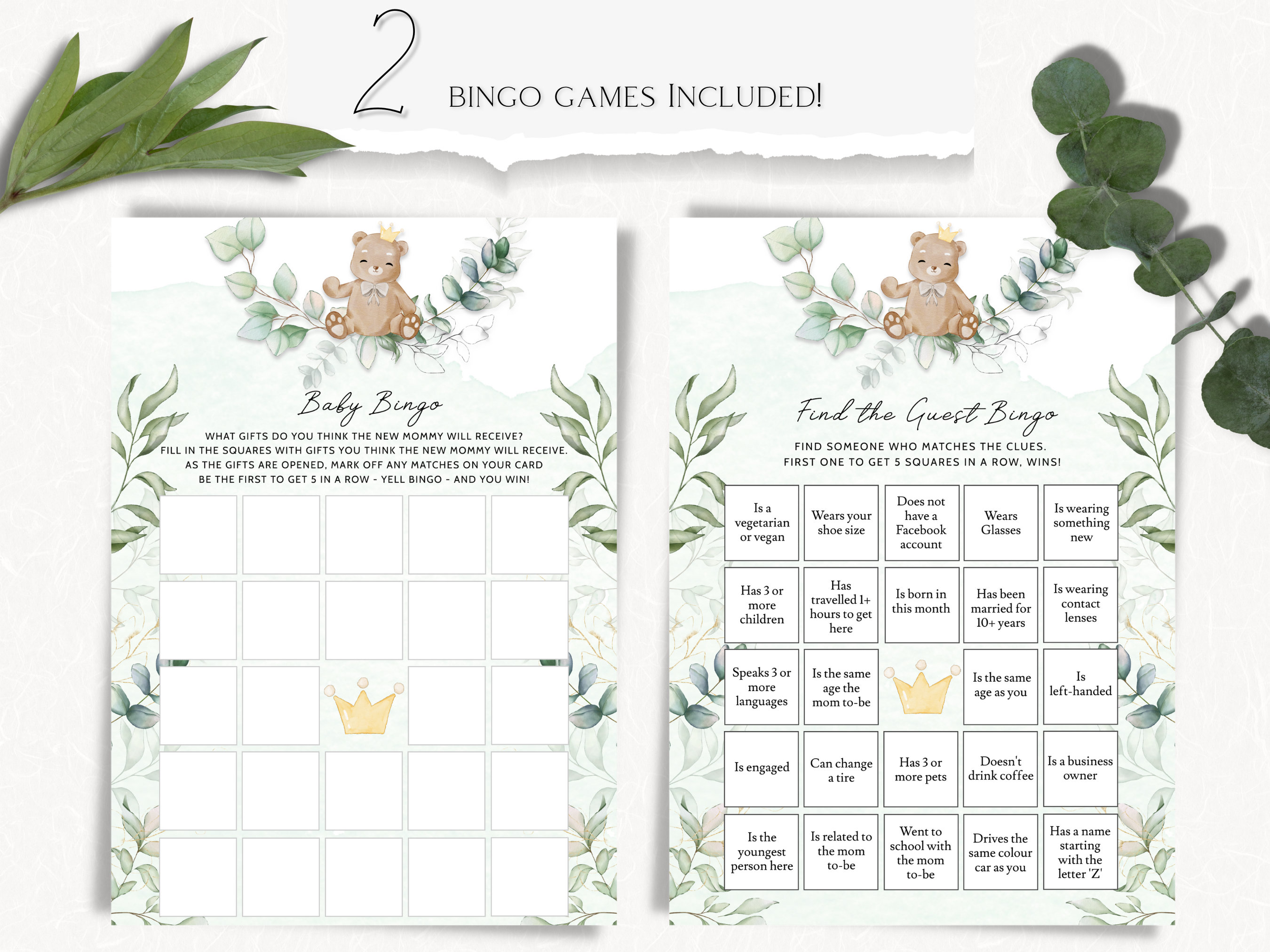 Teddy Bear Baby Shower Bingo. Find the Guest Bingo Printable. Baby ...