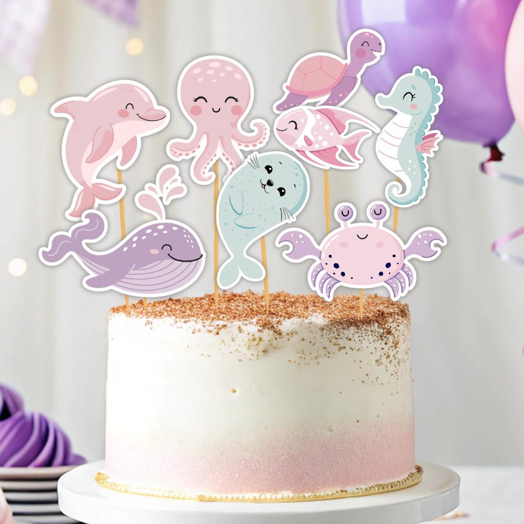 Under the Sea Cutout. Ocean Animal Cake Topper. Sea Creature Cake ...